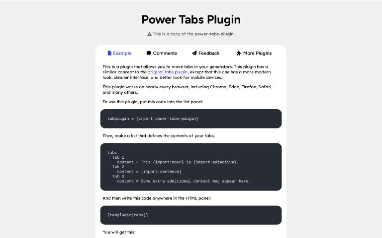 Power Tabs Plugin
