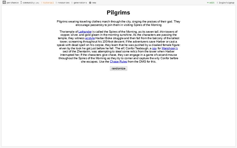 Pilgrims ― Perchance Generator
