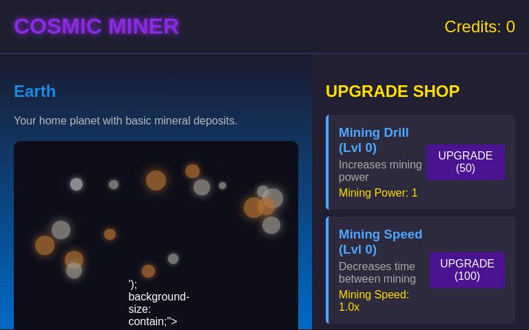 COSMIC MINER ― Perchance Generator