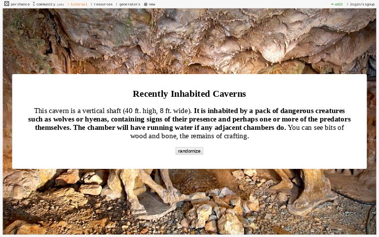 Recently Inhabited Caverns ― Perchance Generator