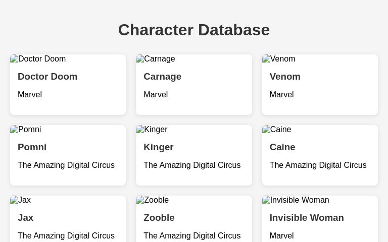 Character Database ― Perchance Generator