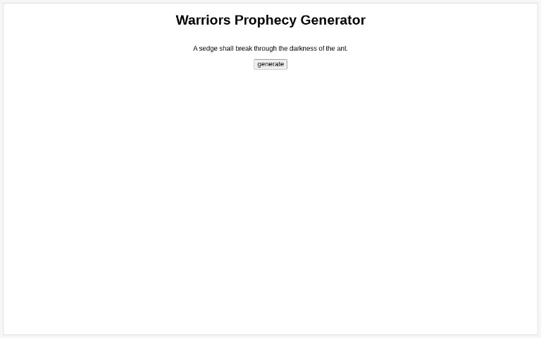 Warriors Prophecy Generator