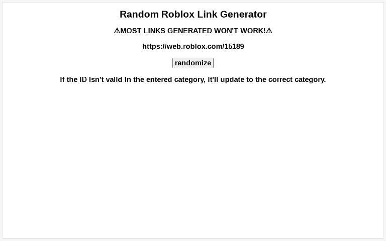 Random Roblox Link Generator