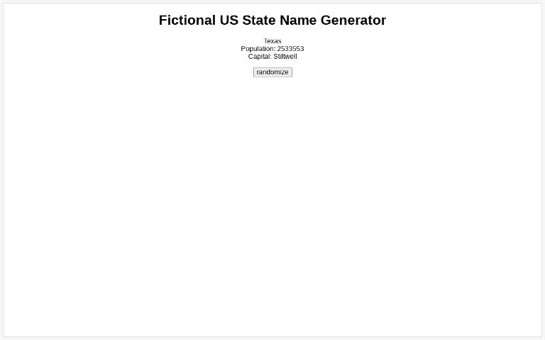 Fictional US State Name Generator