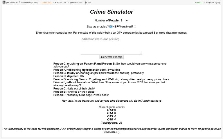 Crime Simulator ― Perchance Generator