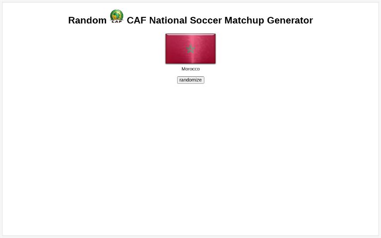 Random CAF National Soccer Matchup Generator