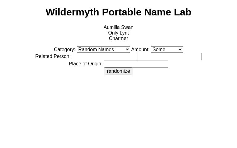 Wildermyth Portable Name Lab ― Perchance Generator