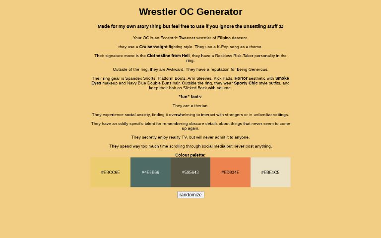 Wrestler OC Generator