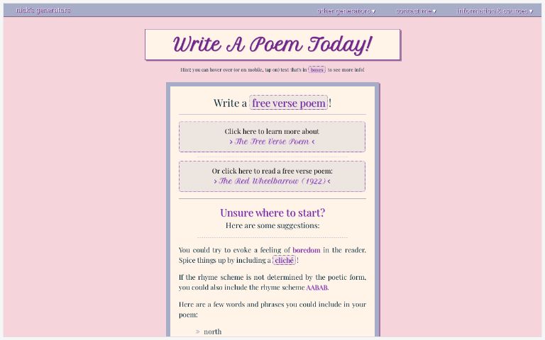 Write A Poem Today! ― Perchance Generator