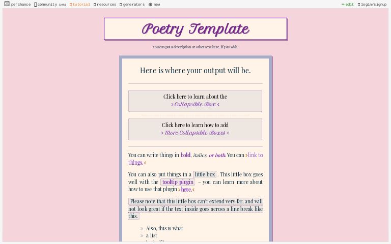 Poetry Template ― Perchance Generator