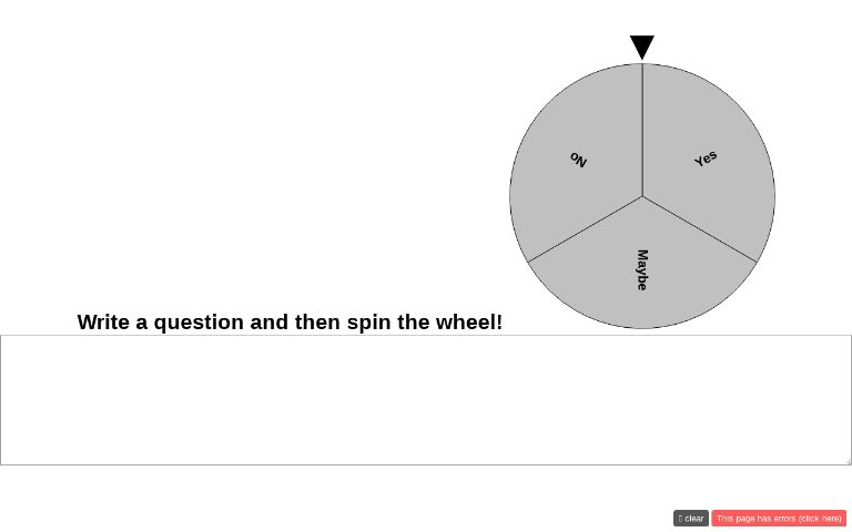Write a question and then spin the wheel! ― Perchance Generator
