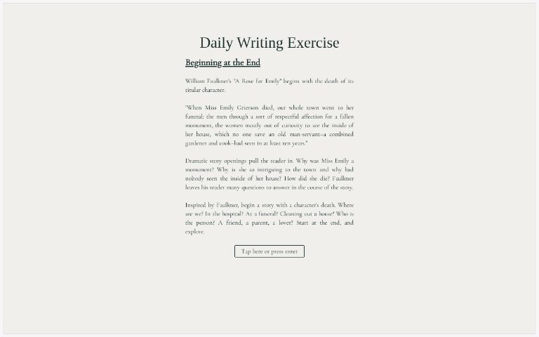 Writing Exercise Generator This Is Just For The Webpage Title
