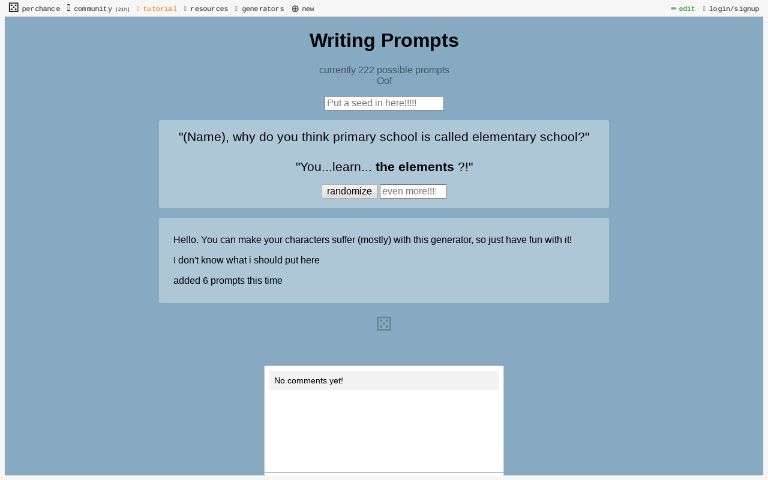 Writing Prompts ― Perchance Generator