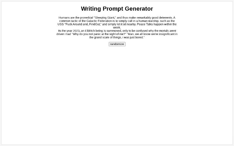 Writing Prompt Generator