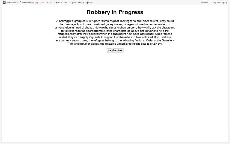 Robbery in Progress ― Perchance Generator