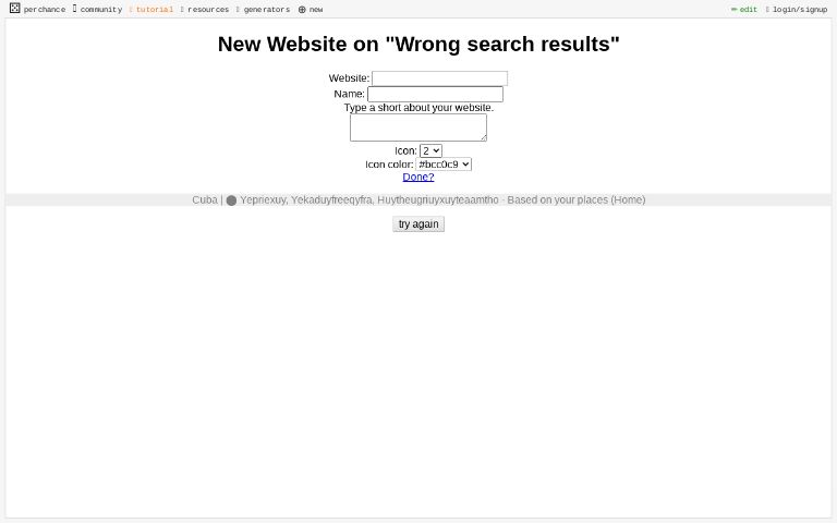 New Website on "Wrong search results" ― Perchance Generator