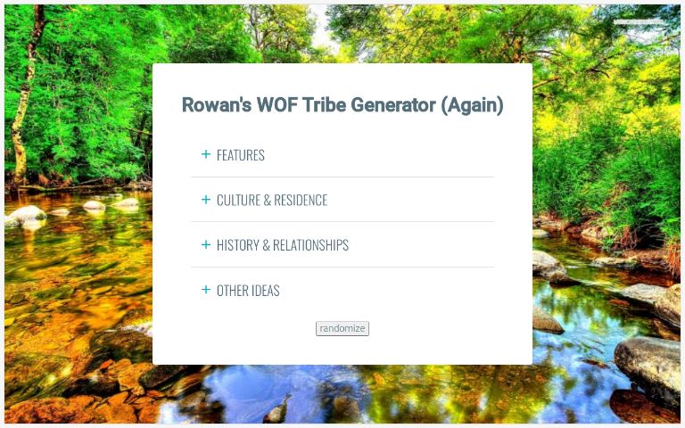 Rowan's WOF Tribe Generator (Again)