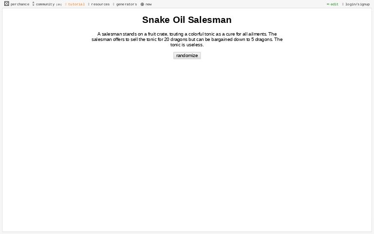 Snake Oil Salesman ― Perchance Generator