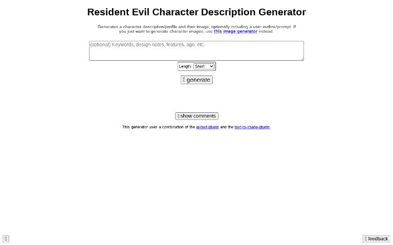 Resident Evil Character Creator (free, no sign-up, unlimited) ― Perchance Generator