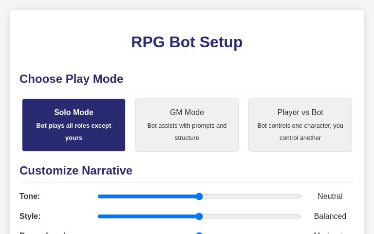 RPG Bot Setup ― Perchance Generator