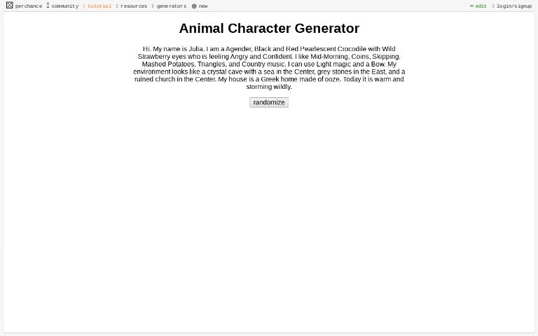 Animal Character Generator
