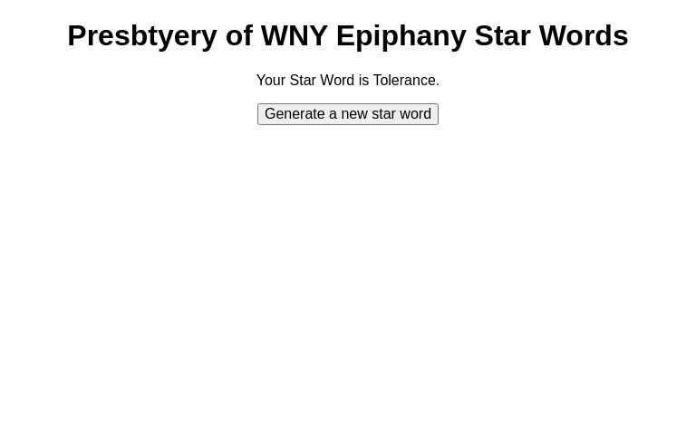 Presbtyery of WNY Epiphany Star Words ― Perchance Generator