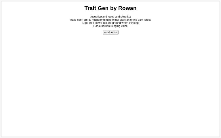 Trait Gen by Rowan ― Perchance Generator