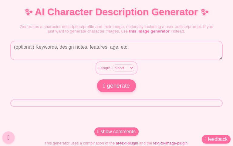 AI Character Description Generator (free, no sign-up, unlimited)