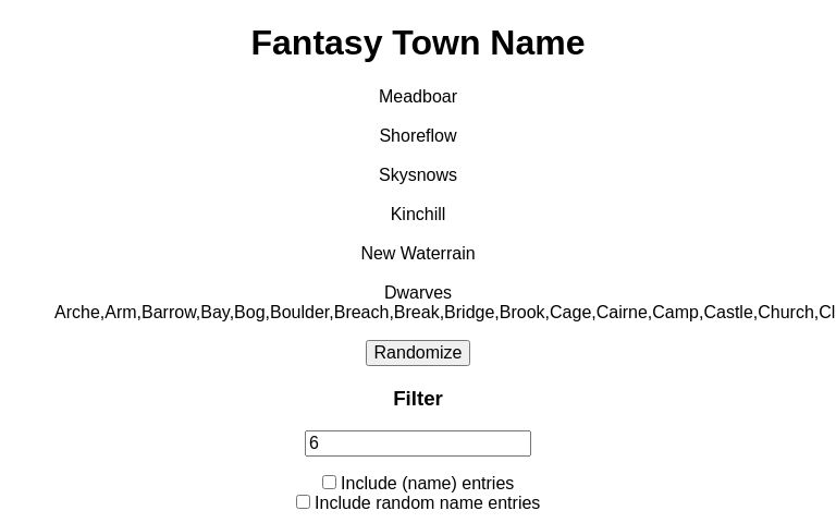 Fantasy Town Name ― Perchance Generator