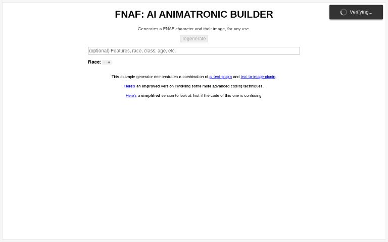 FNAF: AI ANIMATRONIC BUILDER ― Perchance Generator