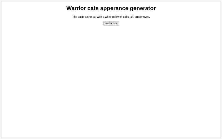 Warrior cats apperance generator