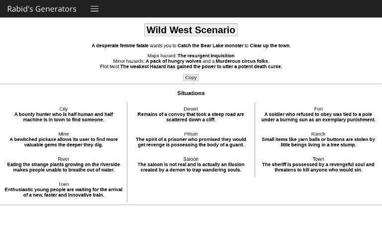 Wild West Scenario ― Perchance Generator