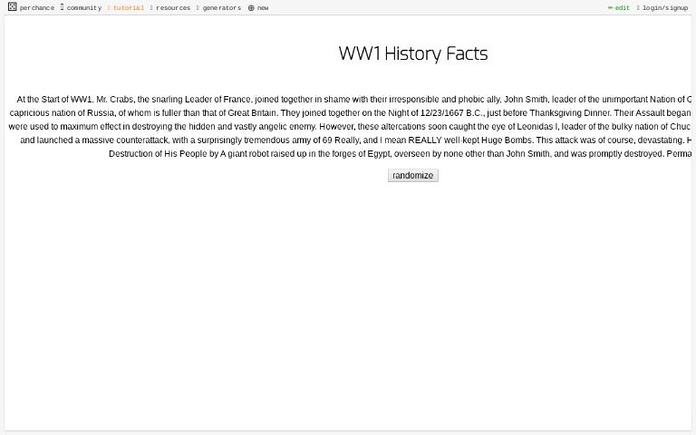 WW1 History Facts ― Perchance Generator