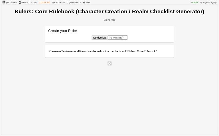 Rulers: Core Rulebook (Character Creation / Realm Checklist Generator)