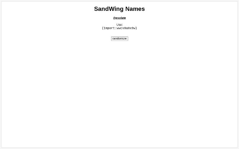 SandWing Names ― Perchance Generator