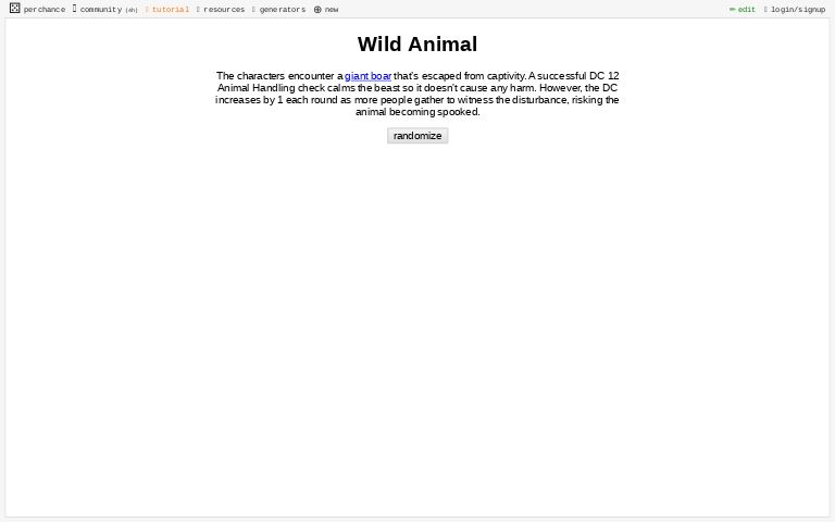 Wild Animal ― Perchance Generator