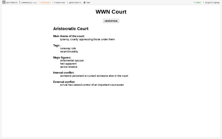 WWN Court ― Perchance Generator