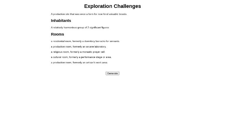Exploration Challenges ― Perchance Generator