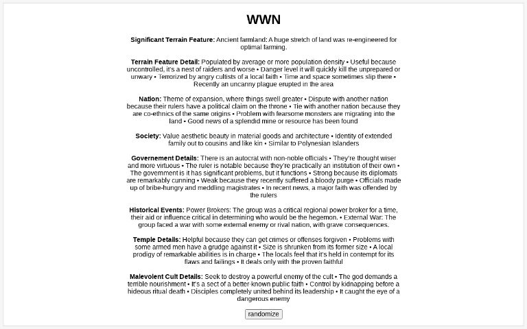 WWN ― Perchance Generator