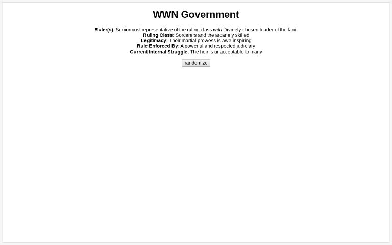 WWN Government ― Perchance Generator