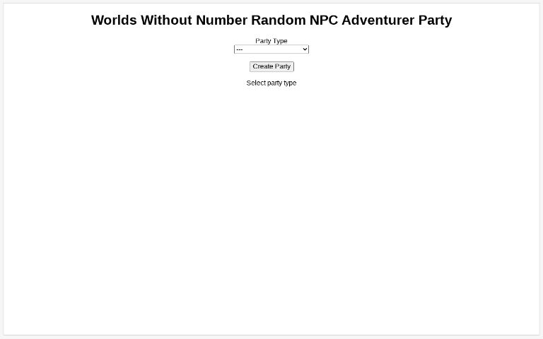 Worlds Without Number Random NPC Adventurer Party ― Perchance Generator