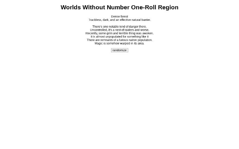 Worlds Without Number One-Roll Region ― Perchance Generator
