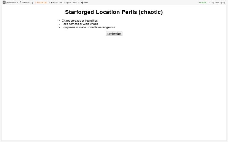 Starforged Location Perils (chaotic) ― Perchance Generator