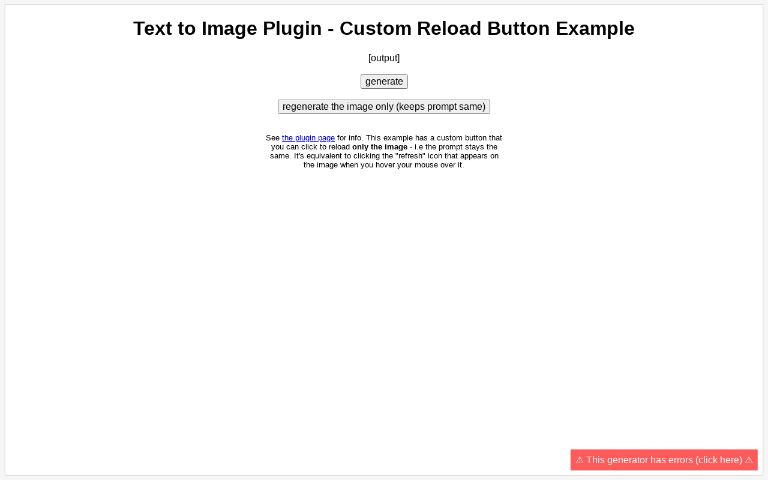 Text to Image Plugin - Custom Reload Button Example