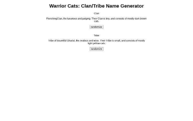 Warrior Cats: Clan/Tribe Name Generator