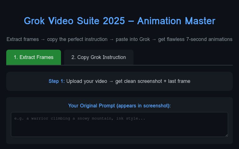 Grok Video Suite 2025 – Animation Master ― Perchance Generator