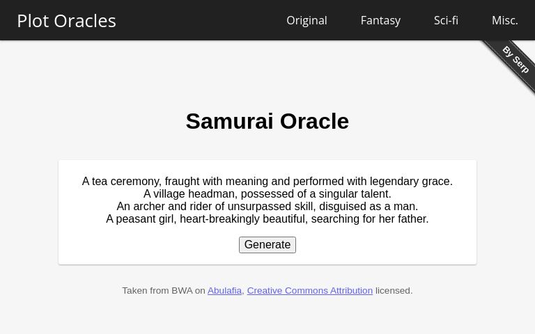 Samurai Oracle ― Perchance Generator