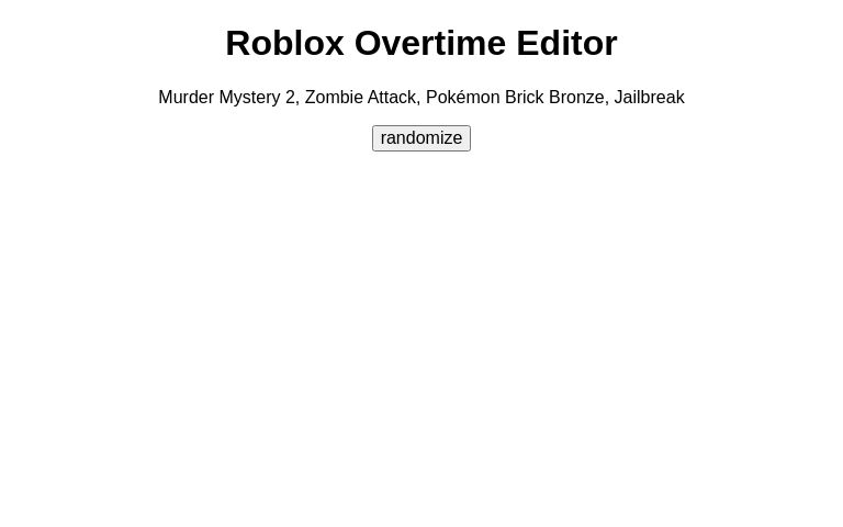 Roblox Overtime Editor ― Perchance Generator