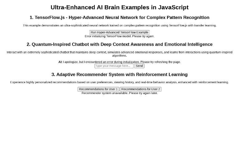 Ultra-Enhanced AI Brain Examples in JavaScript ― Perchance Generator