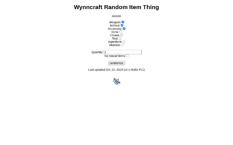 Wynncraft Random Item Thing ― Perchance Generator